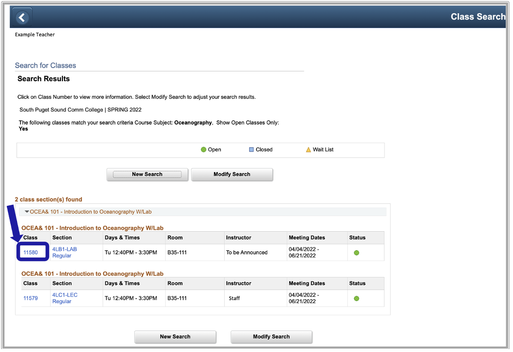 Search for Classes | SPSCC Support